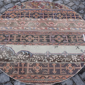Turkish Rug, Vintage Rug, Handmade Rug, Circle Rug, Small Area Rug ...