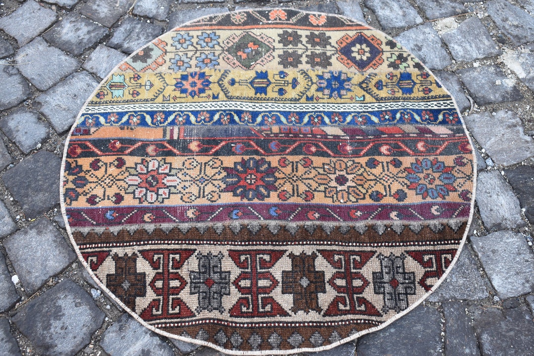 Colorful Patchwork Rug, Turkish Rug, Vintage Rug, Handmade Rug, Small ...