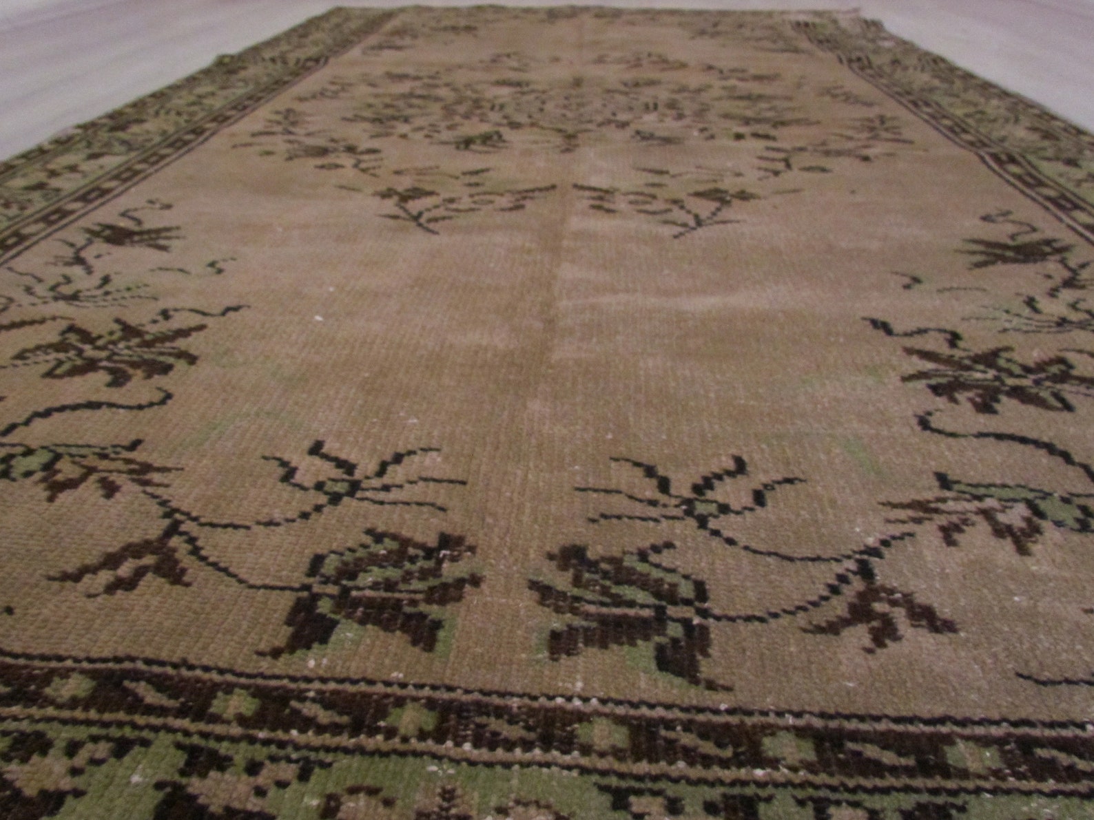 Brown Area Rug Turkish Vintage Rug Handmade Floral Rug - Etsy