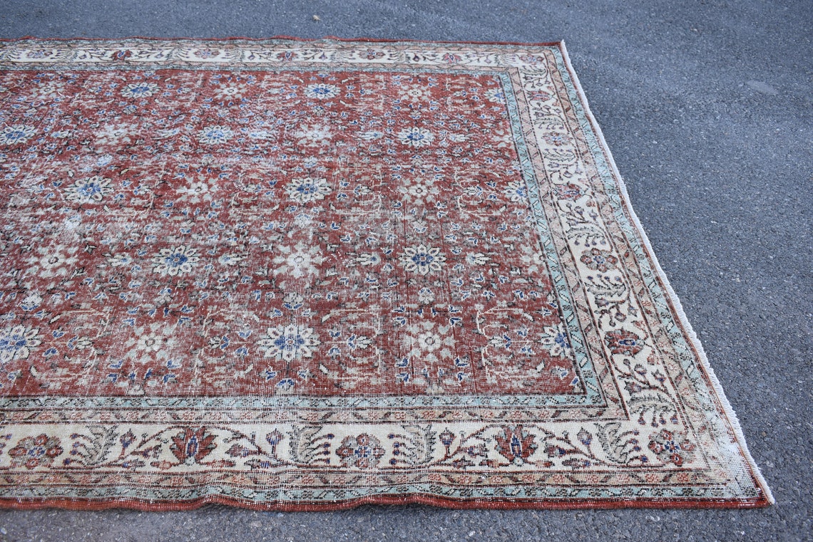 Turkish Orange Floral Rug Vintage Handmade Rug Boho Home - Etsy