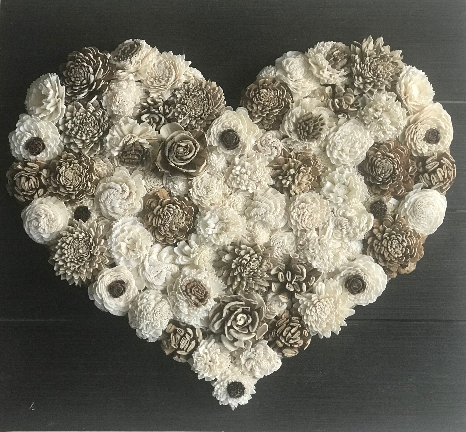 Wood Flower Heart Sola Wood Flower Wreath Farmhouse Decor - Etsy