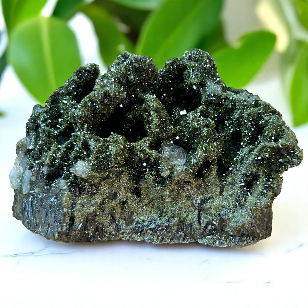 Forest Epidote in Quartz, Forest Quartz Crystal Cluster - Etsy