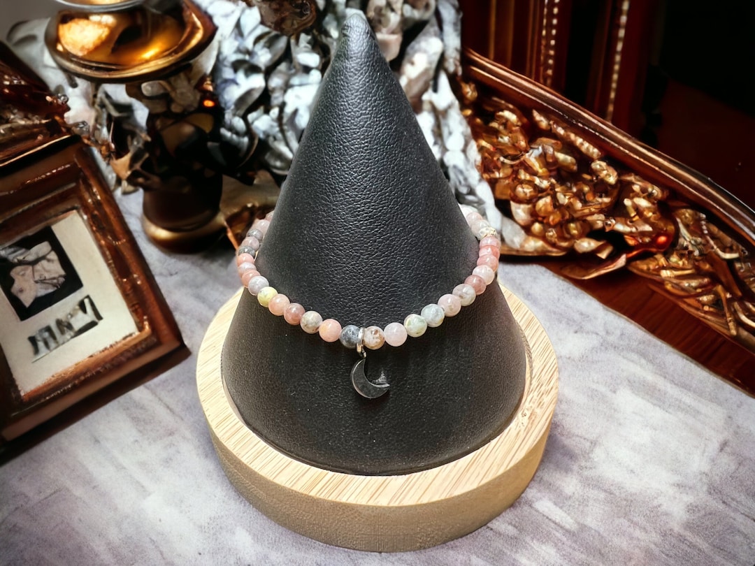 Moon Bracelet | Red Blum Blossom Bracelet | Jasper Crystal Bracelet ...