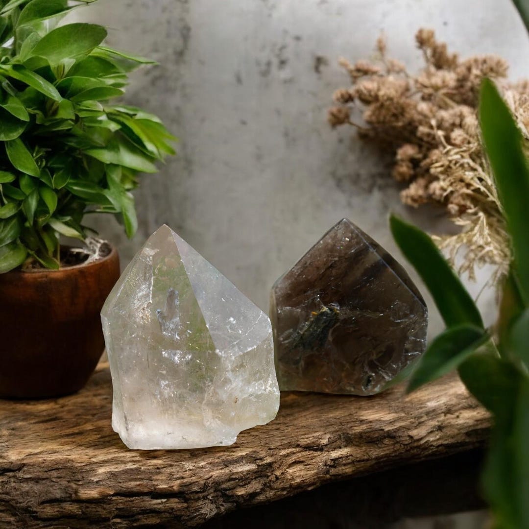 Natural Smoky Quartz Top Polish Points With Rainbows | Crystal Points ...