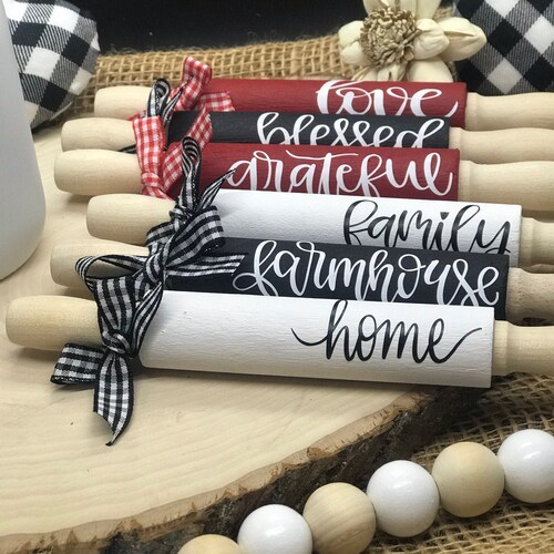 Mini Rolling Pins / Farmhouse Decor / Tiered Tray Decor / - Etsy