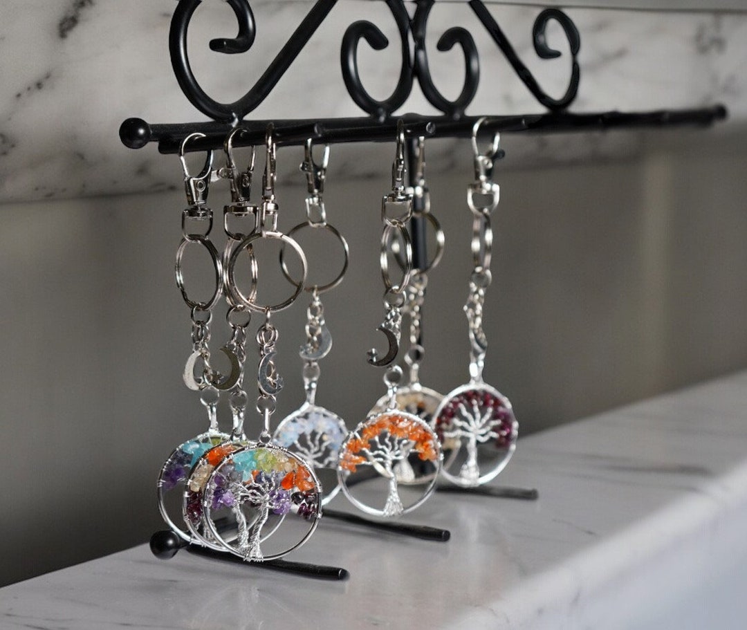 Tree of Life Keychain With Moon Charm and Key Hook, Tree of Life With ...