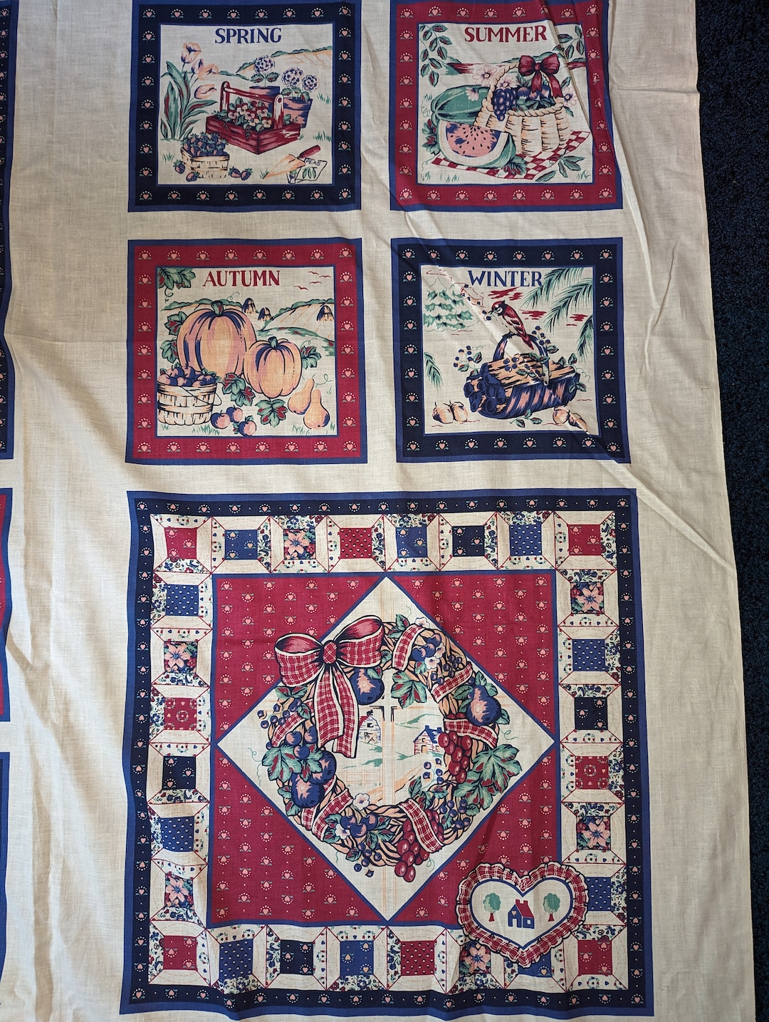 Wamsutta OTC Seasons and Wreath Fabric 2 Yards & 30 Inches Long/ 44 ...