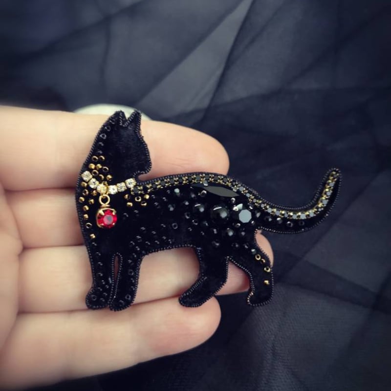 Cat Brooch - Etsy