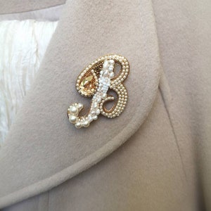 Letter Brooch the First Letter of the Name Brooch Monogram Brooch ...