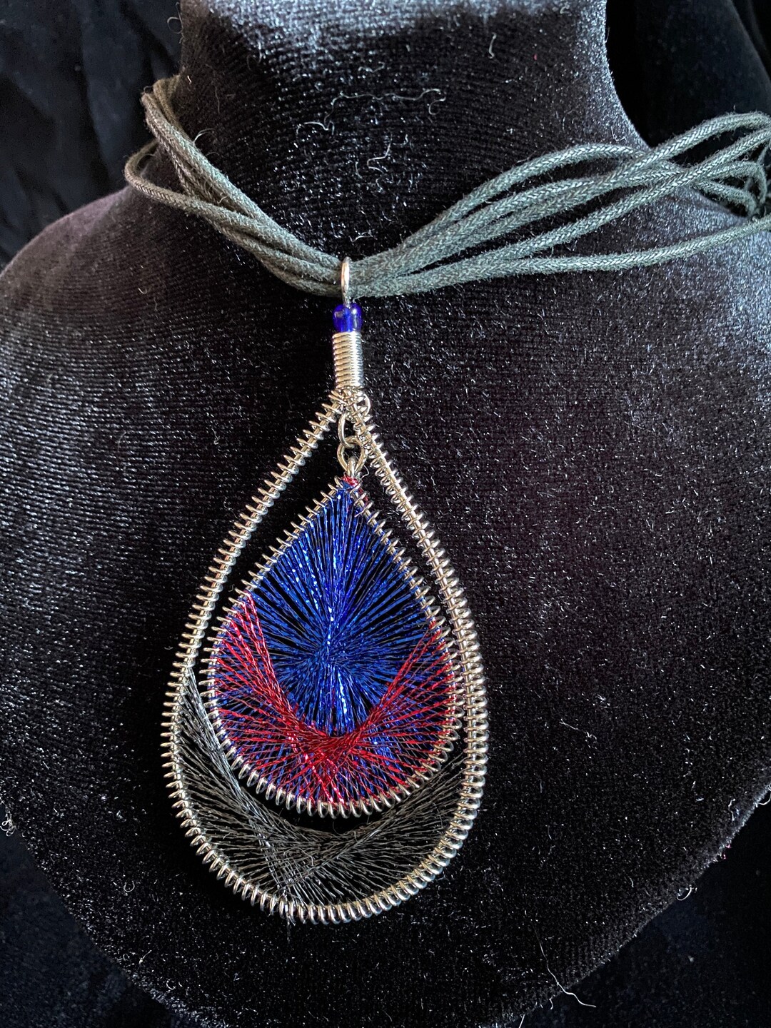 Vintage Style Peruvian String Art Pendant on Cord - Etsy