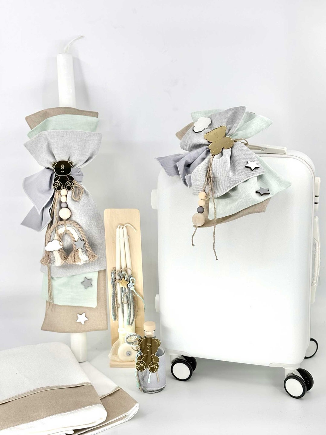 Teddy Bear Baptism Set-rainbow Baptism Boy Set-greek Baptism Set ...