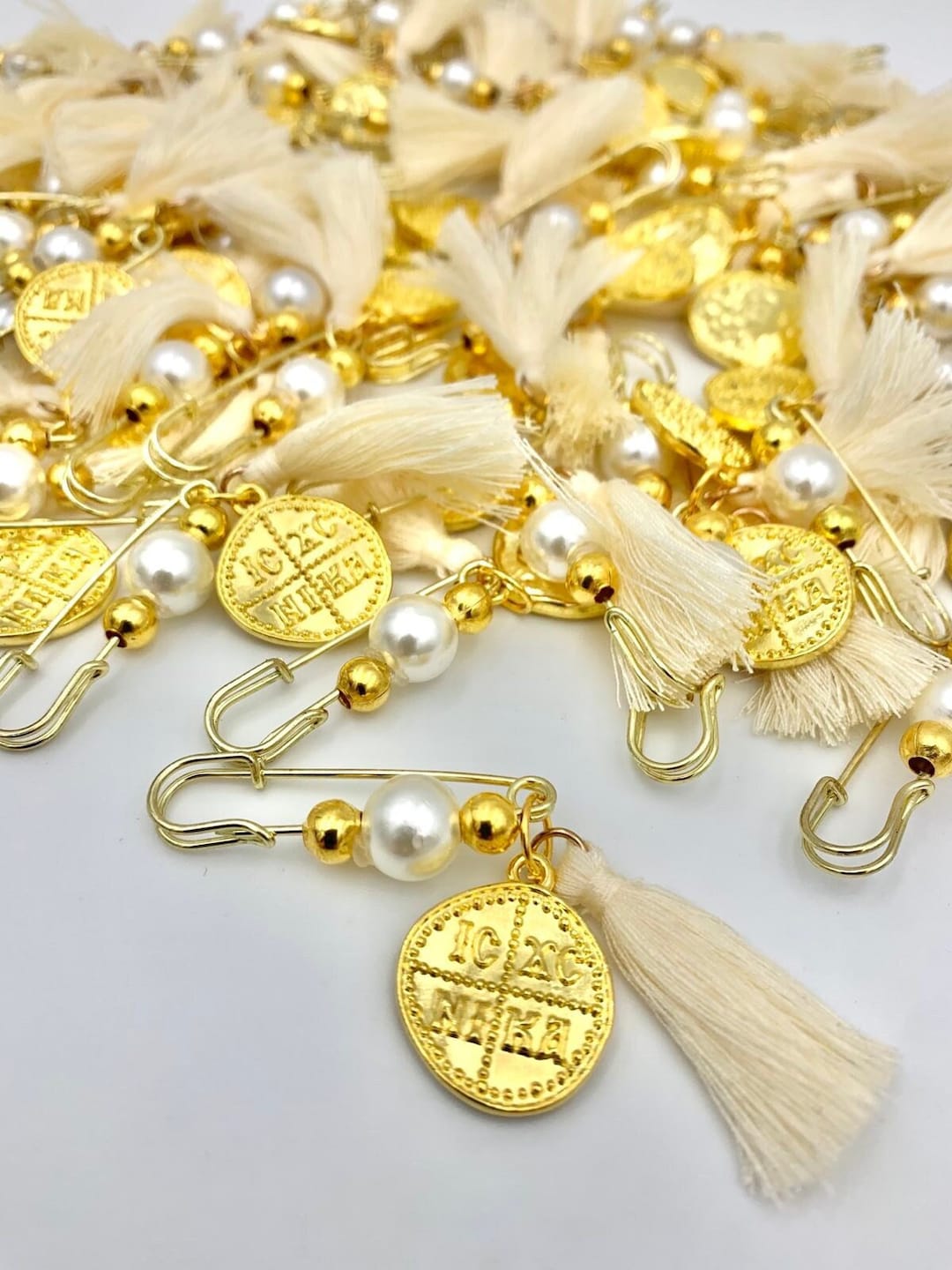 Safe Pins Favors for Greek Orthodox Baptism With Cross Kontantinato and ...