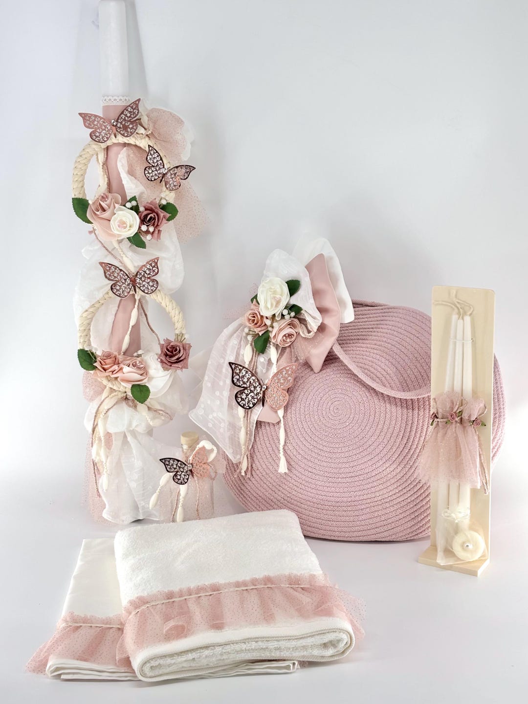 Butterfly Baptism Set, Greek Baptism Candle for Girls, Orthodox Baptism ...