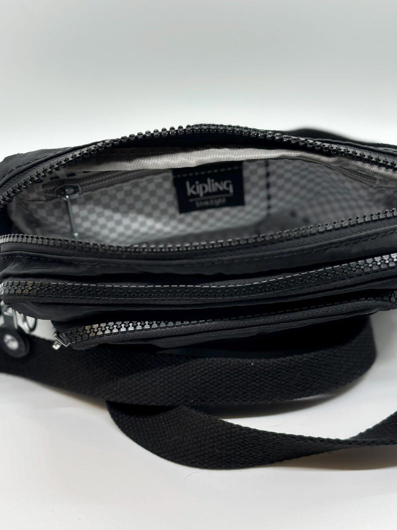Kipling Convertible Crossbody Bag Black. 8"l X 5 1/2"w X 1"d. 3 Outside ...
