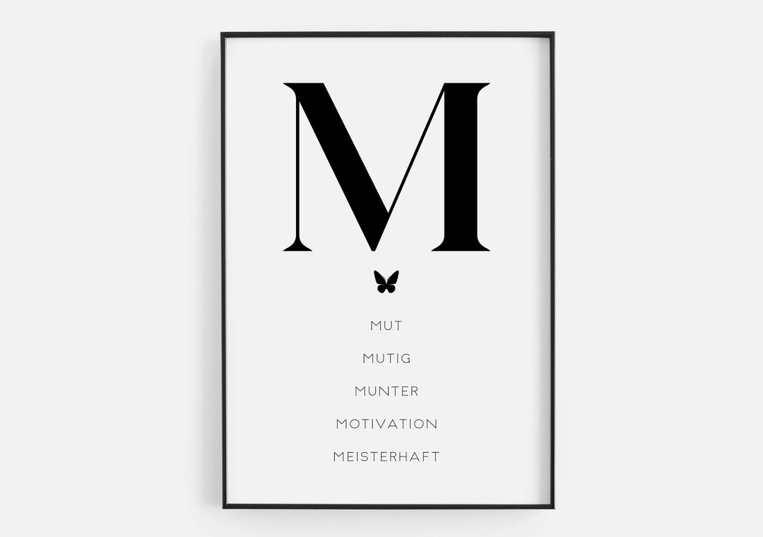 Affiche typographique monogramme, lettre M, mots positifs avec M, pour ...