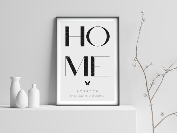 Poster HOME Personalized With Location and GPS Coordinates | Etsy UK