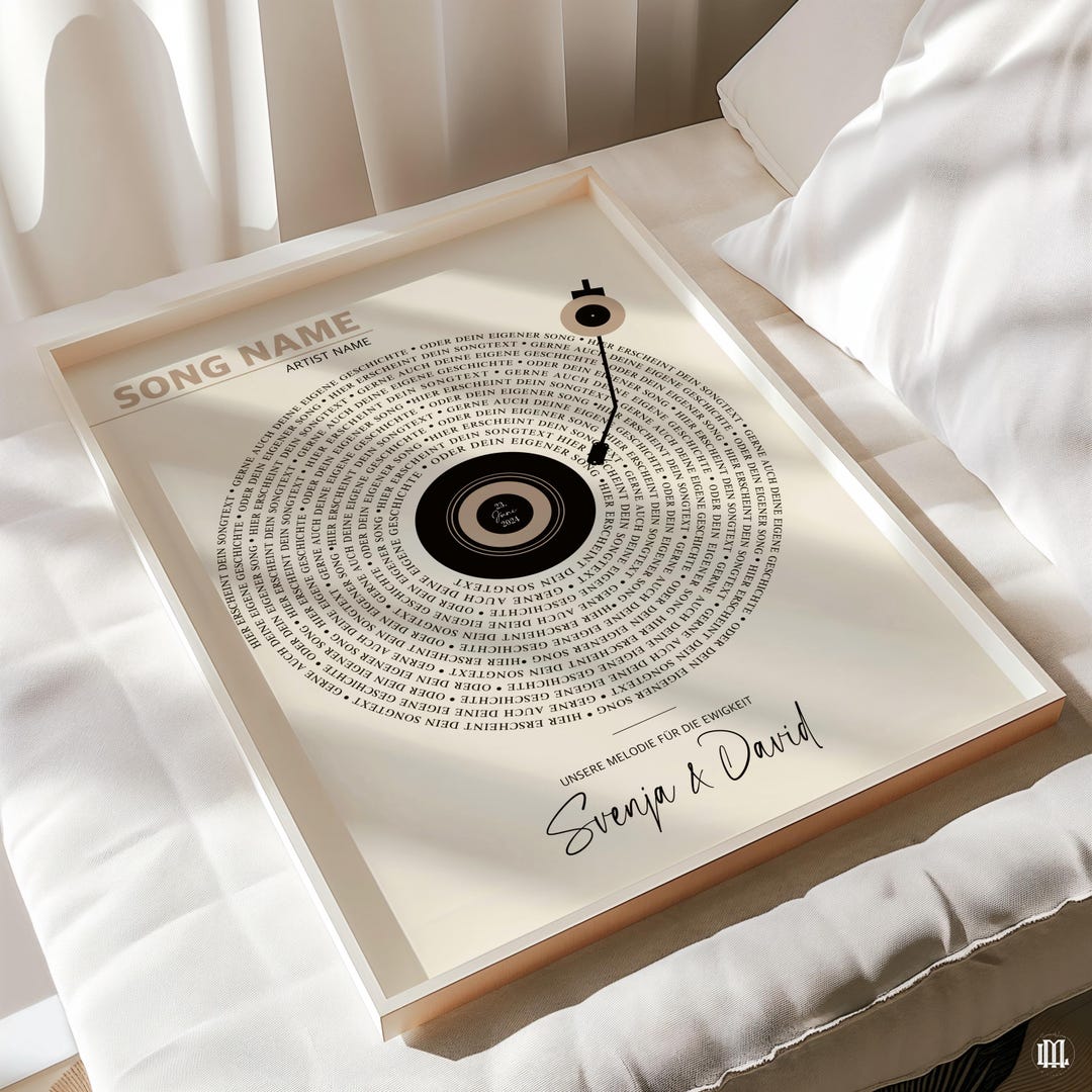 Songtext Poster personalisiert, Schallplatten-Wandbild Retro Vinyl ...