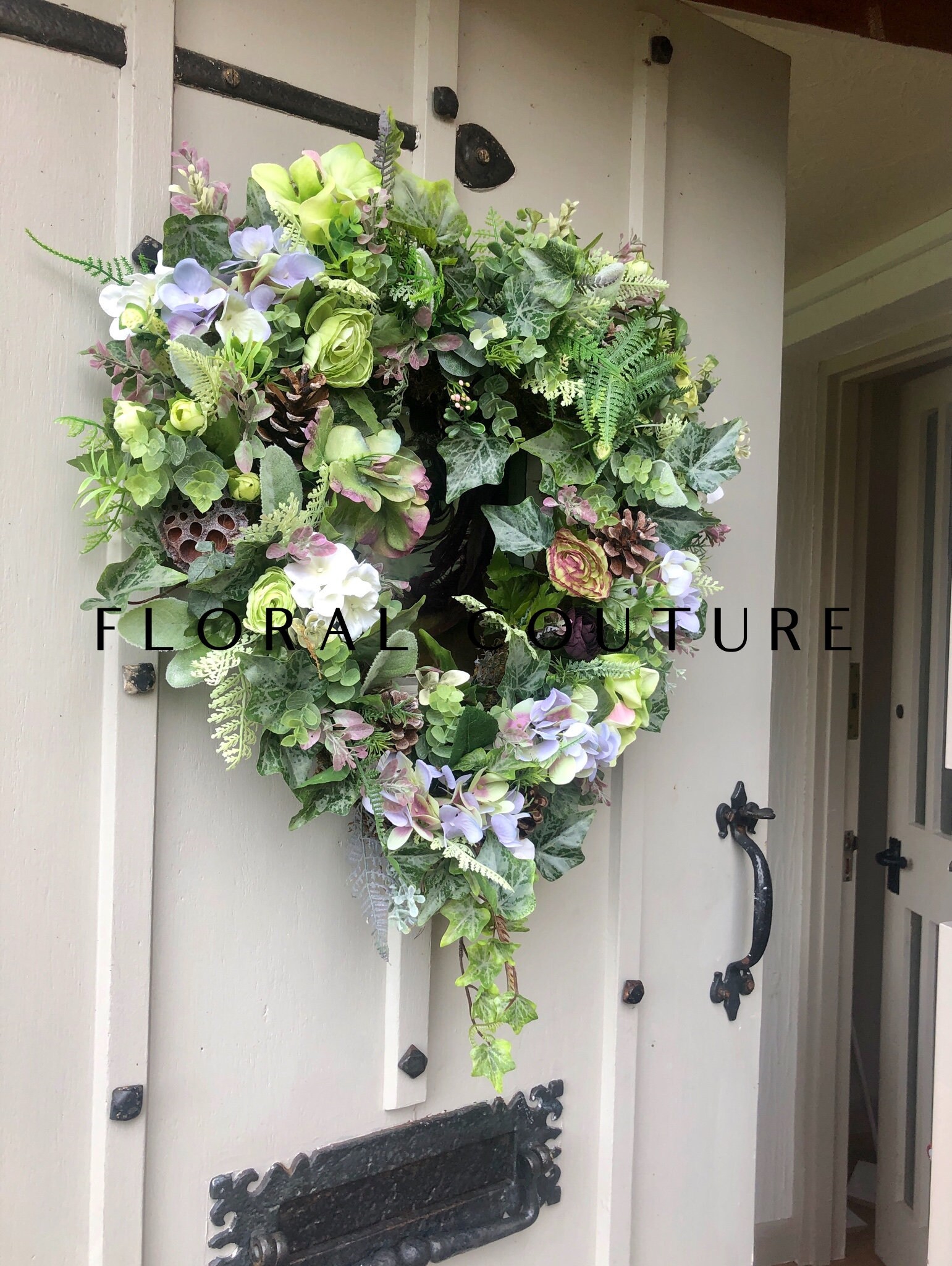 Floral Heart Wreath, Handmade Wreath, Heart Shaped Front Door ...