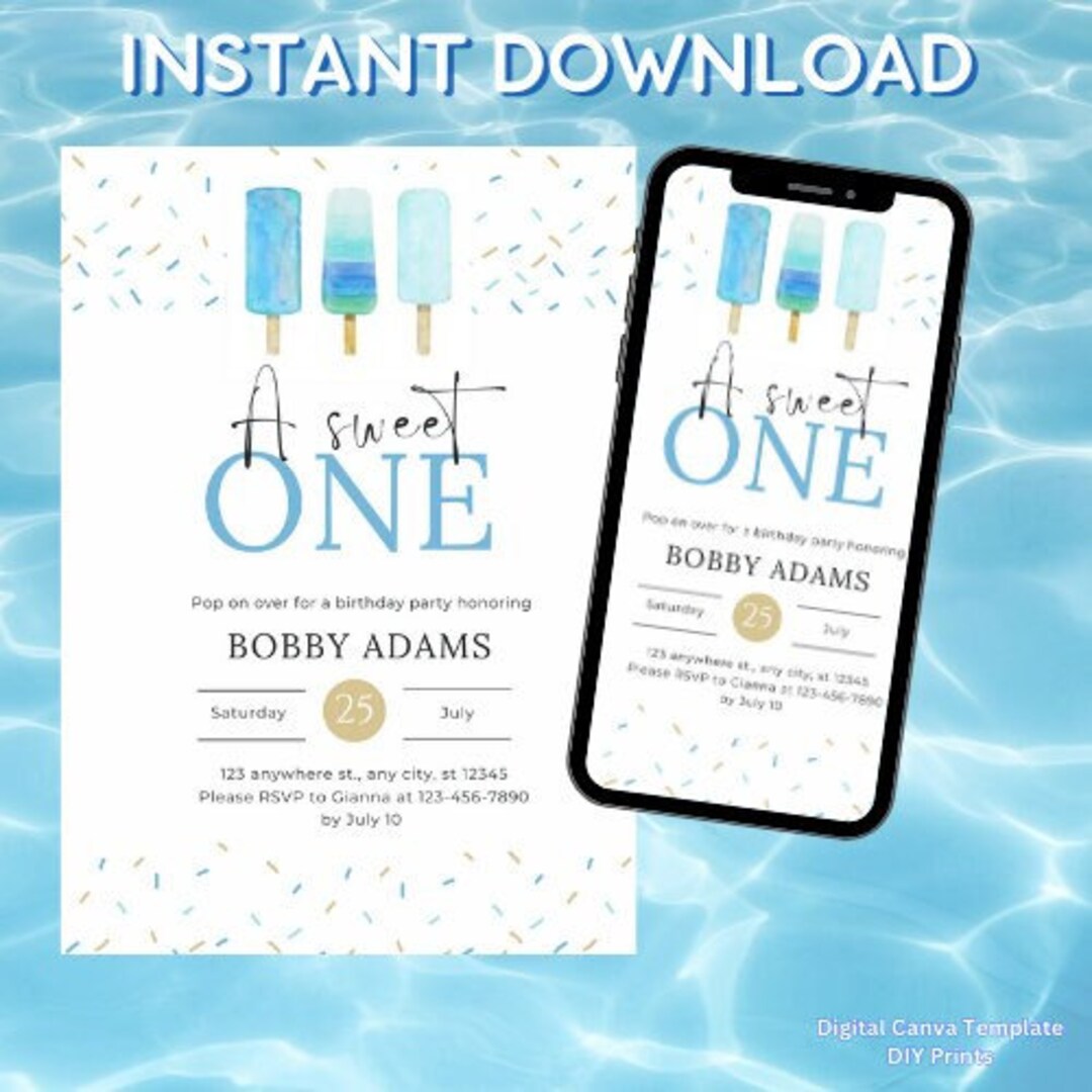 INSTANT DOWNLOAD Sweet One Birthday Invite | Digital Template for ...