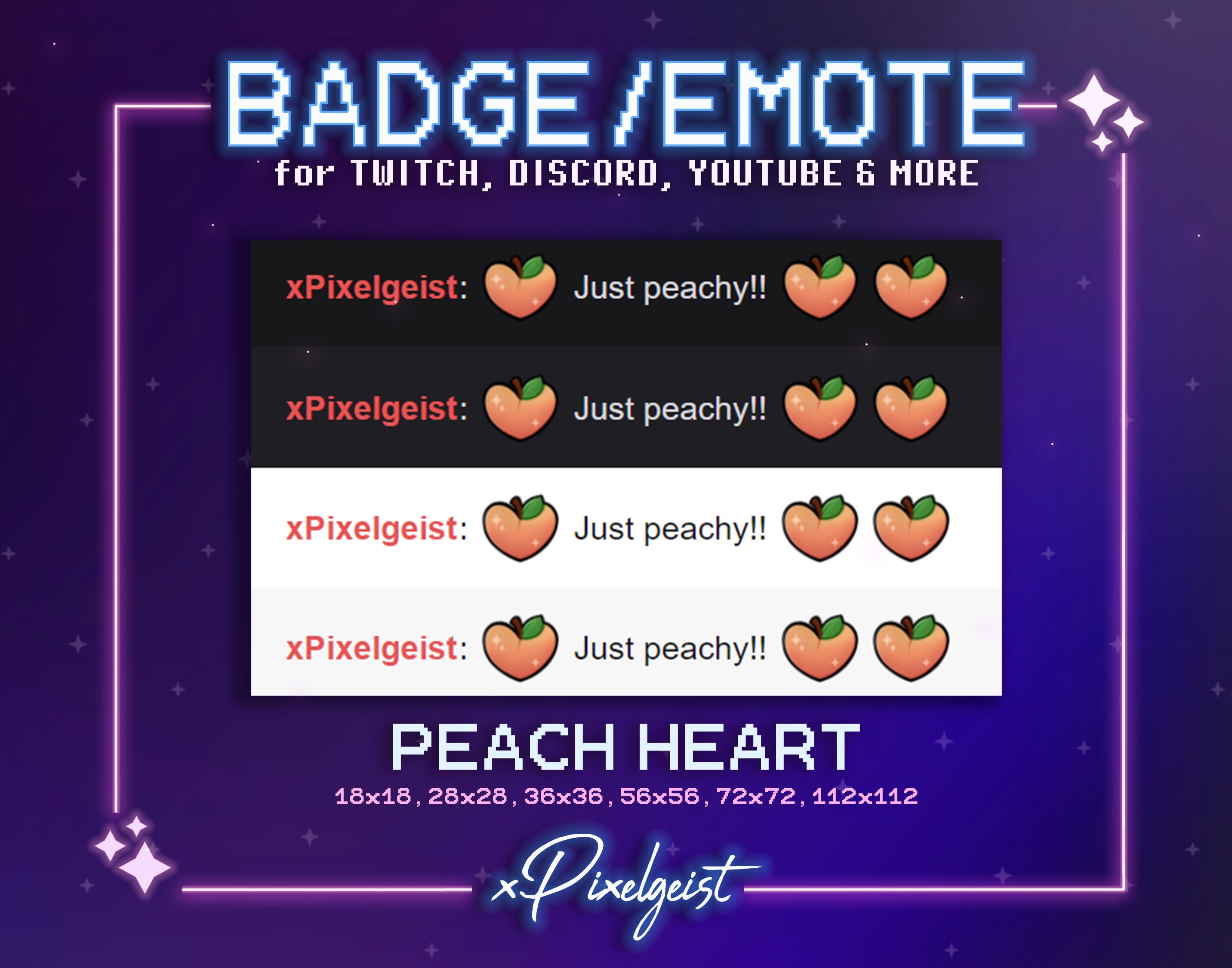 Peach Heart Emote, Peach Love Emote, Cute Fruit, Channel Points, Badges ...