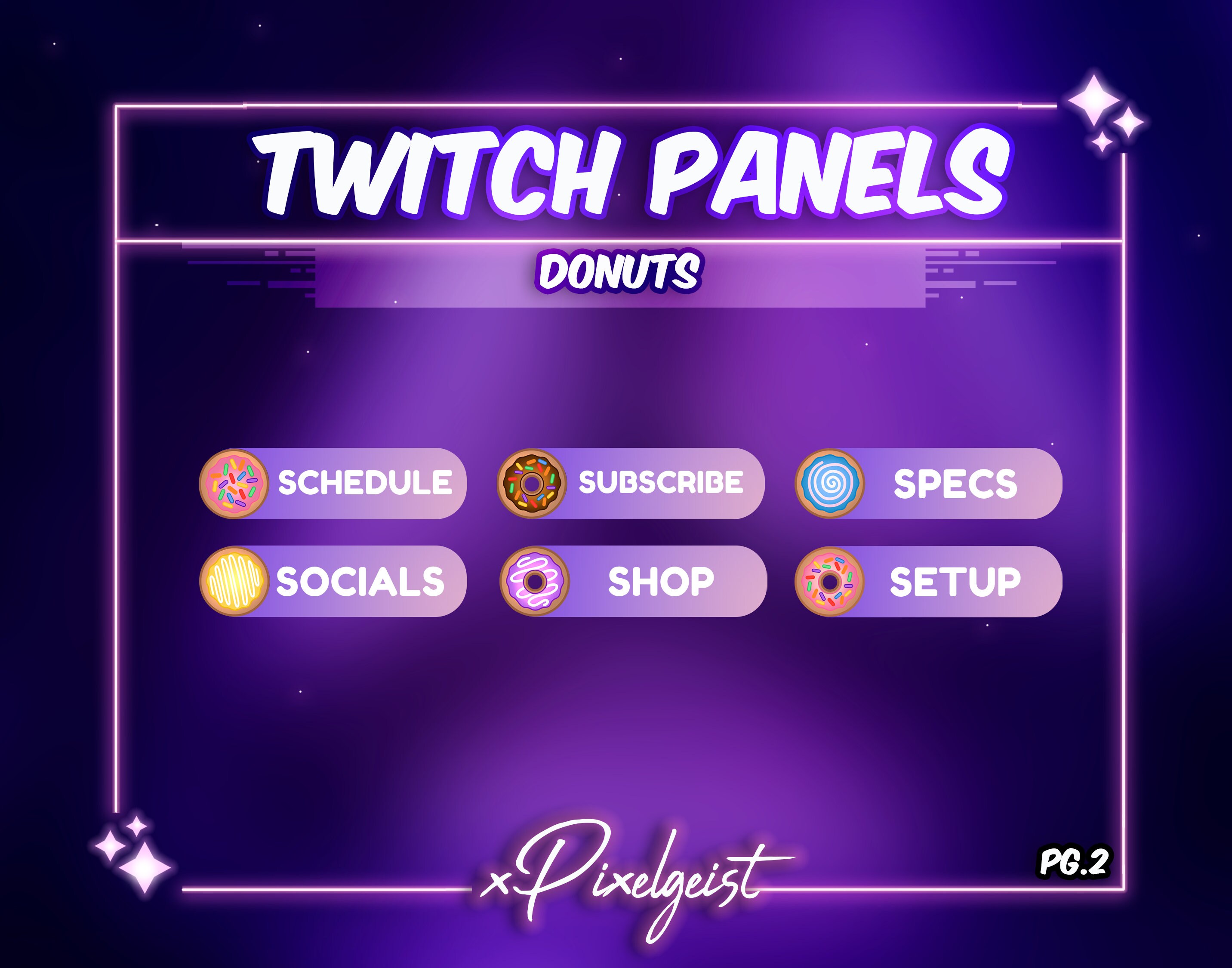 Donut Twitch Steam Panels Doughnut Panels Kawaii - Etsy