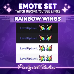 Rainbow Angel Wing Emote Set, Cute Gold Wing Emotes, Kawaii Celestial ...