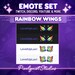 Rainbow Angel Wing Emote Set, Cute Gold Wing Emotes, Kawaii Celestial ...