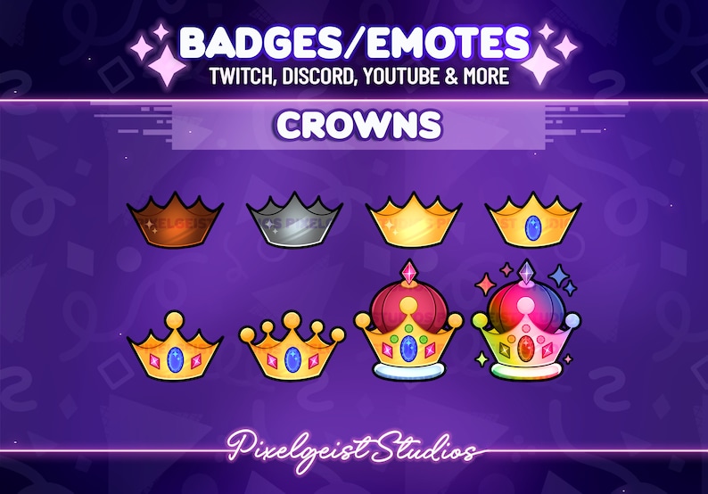 Royal Crown Sub Badges: Twitch/discord Emotes (instant Download) - Etsy