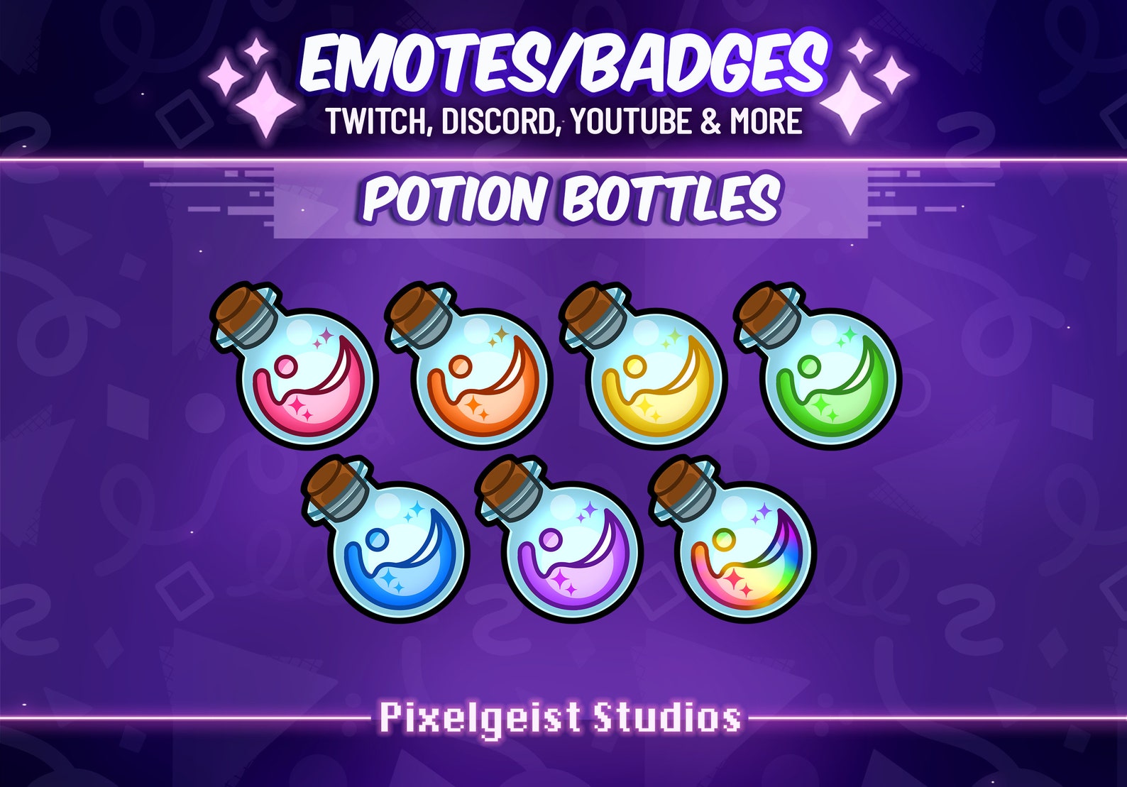 Potion Bottle Sub Badges, RPG Potion Emotes, Potion Bit Badges, Fantasy ...