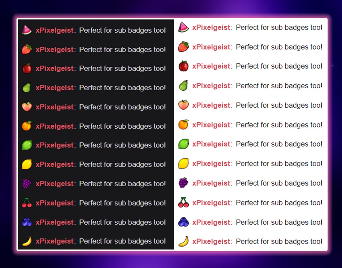 Cute Fruit Twitch Emotes, Fruit Stream Badges, Fruit Emotes, Fruit Bit ...