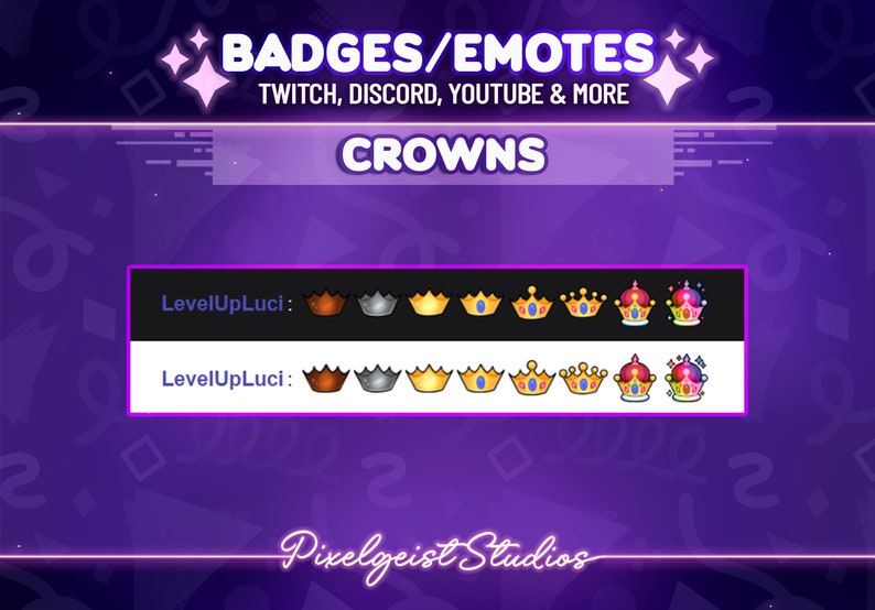 Royal Crown Sub Badges, Royalty Emotes, Queen or King Badges, Regal ...