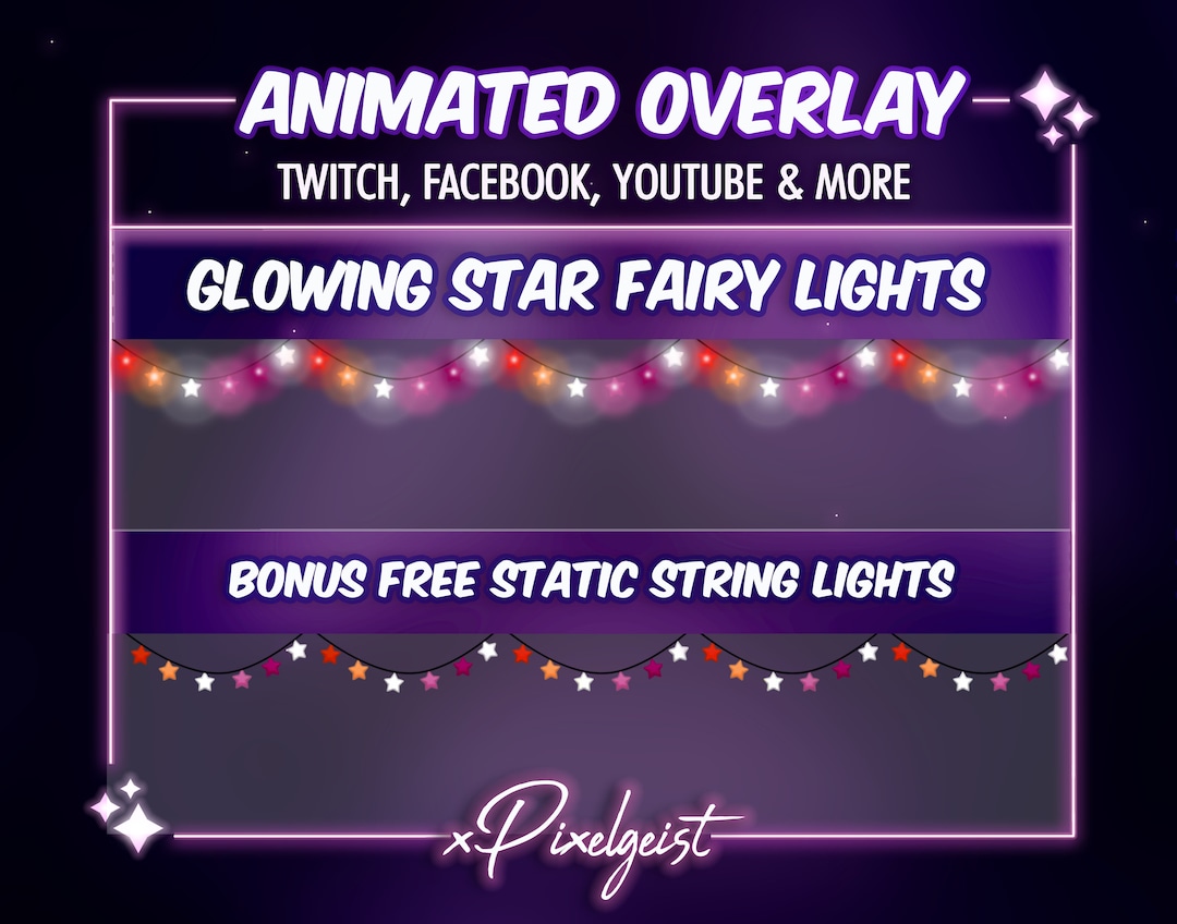 Animated String Lights Stream Overlay, Animated Overlay, Animated ...