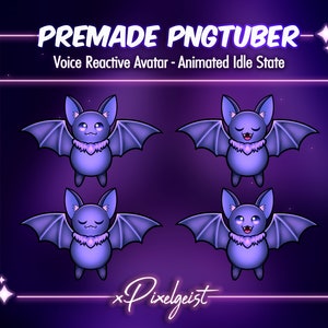 Cute Animated Bat Pngtuber, Voice Reactive Pngtuber Avatar, Spooky Bat ...