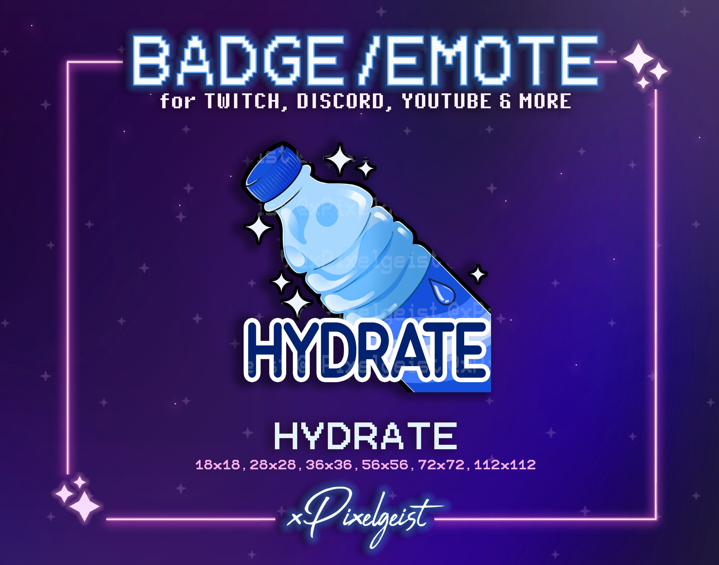Hydrate Streaming Emote, Water Bottle Emote, Channel Points, Badges ...