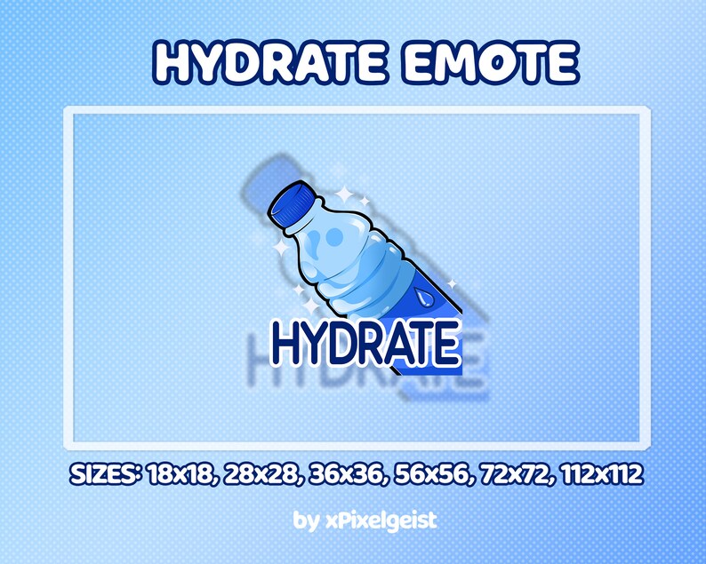 Hydrate Streaming Emote Water Bottle Emote Channel Points | Etsy