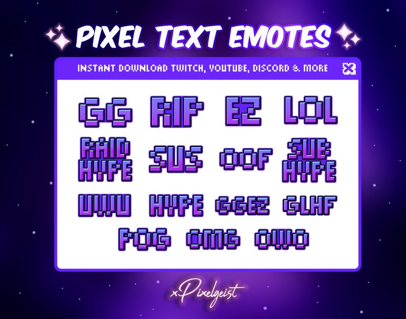 Pixel Text Emote Set: Gamer Sayings for Twitch, Discord (digital ...