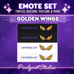 Golden Angel Wing Emote Set, Cute Gold Wing Emotes, Kawaii Celestial ...