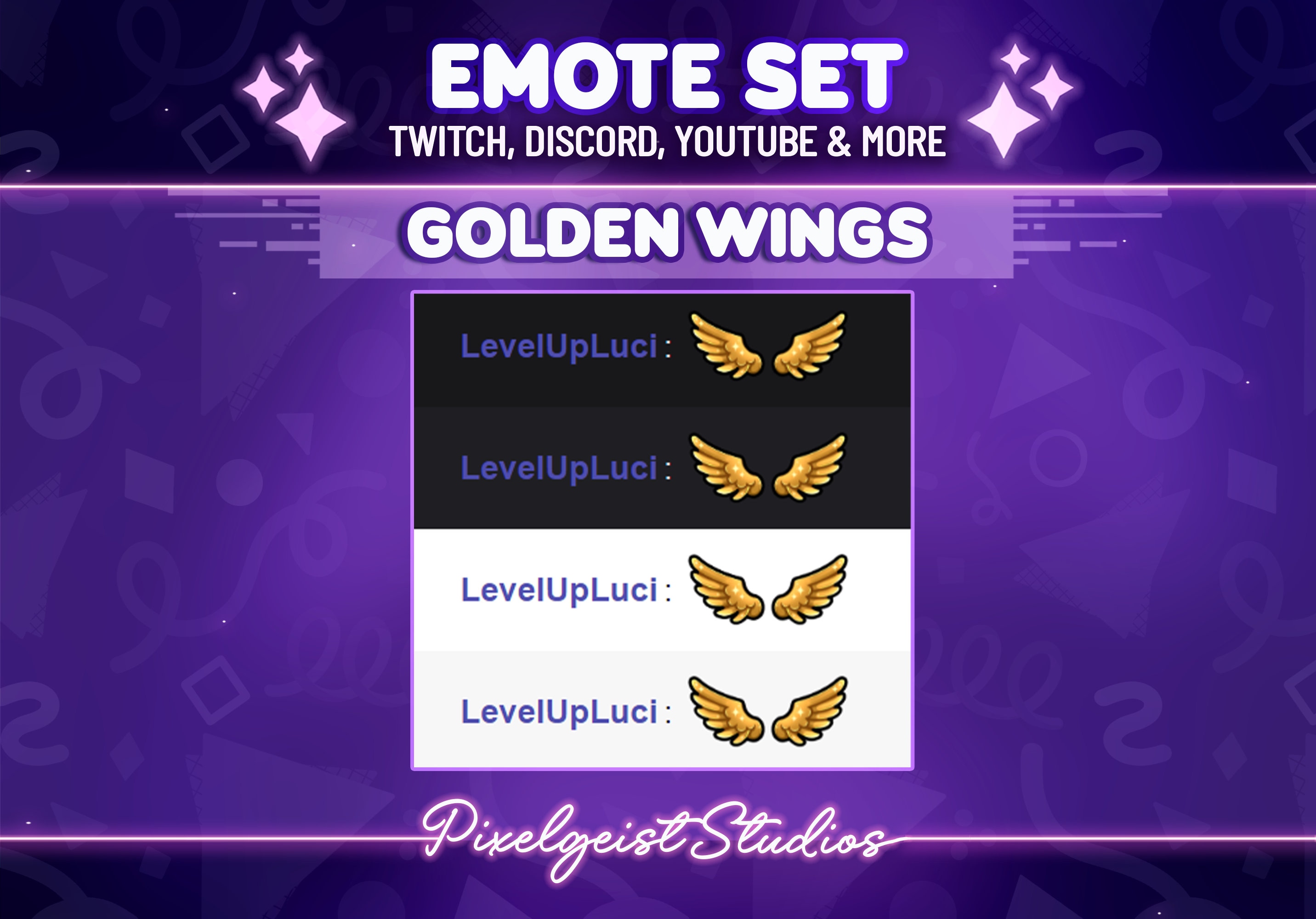 Golden Angel Wing Emote Set, Cute Gold Wing Emotes, Kawaii Celestial ...