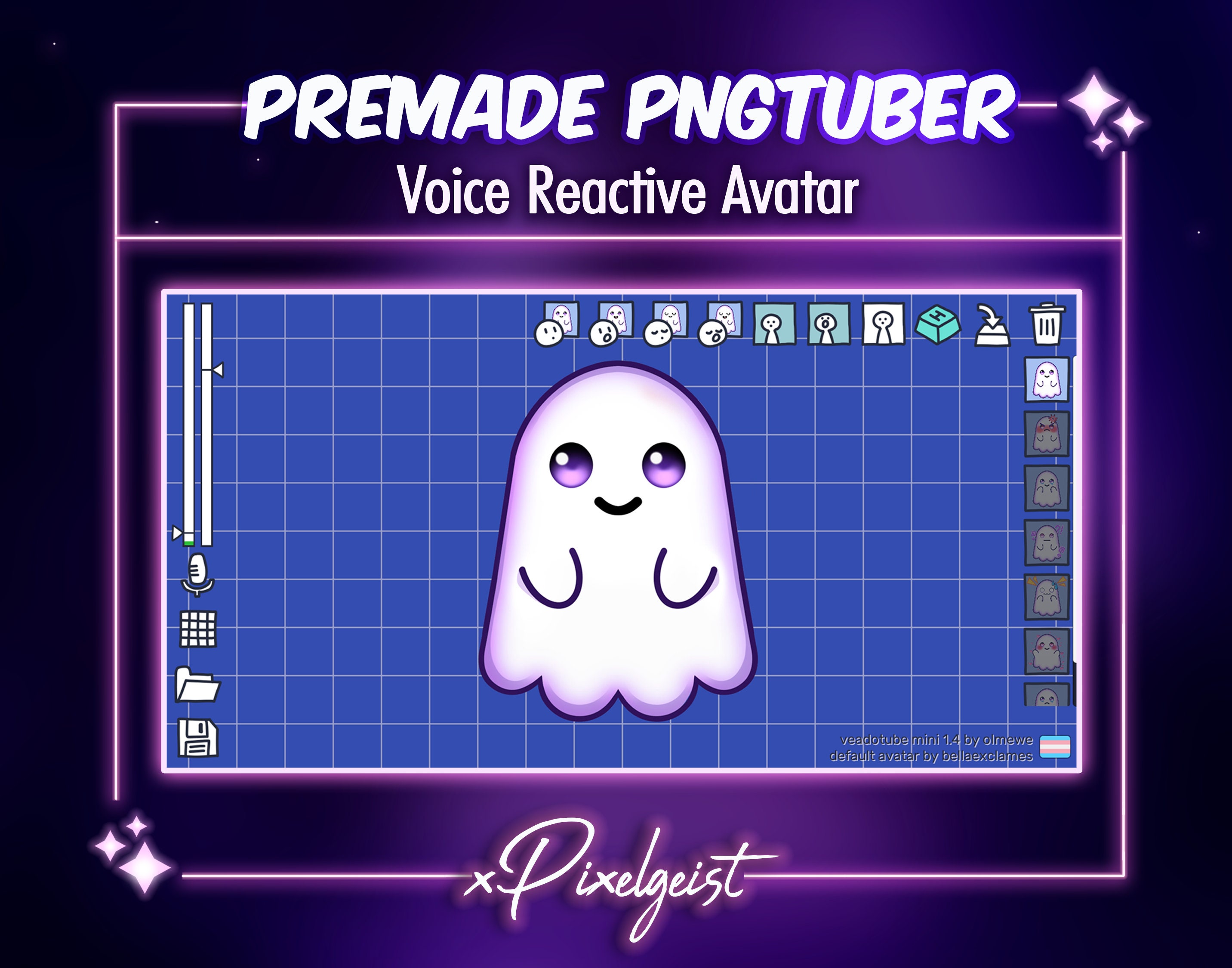 Cute Spooky Ghost Pngtuber, Voice Reactive Pngtuber Avatar, 7 ...