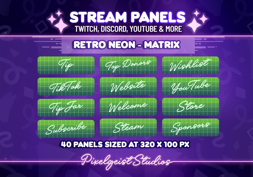 Retro 80s Neon Sign Twitch Steam Panels, Retrowave Twitch Panels, Retro ...