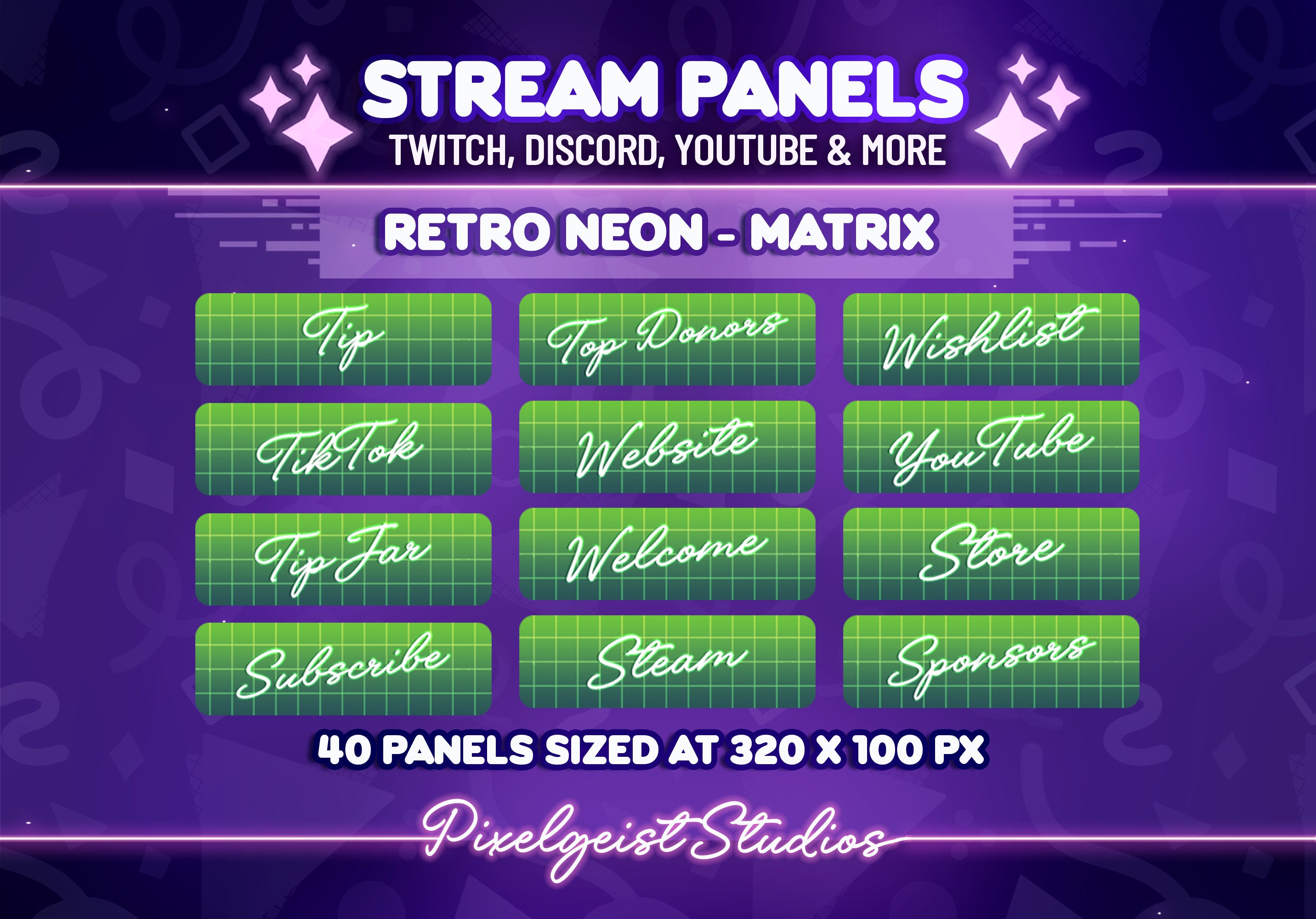 Retro 80s Neon Sign Twitch Steam Panels, Retrowave Twitch Panels, Retro ...