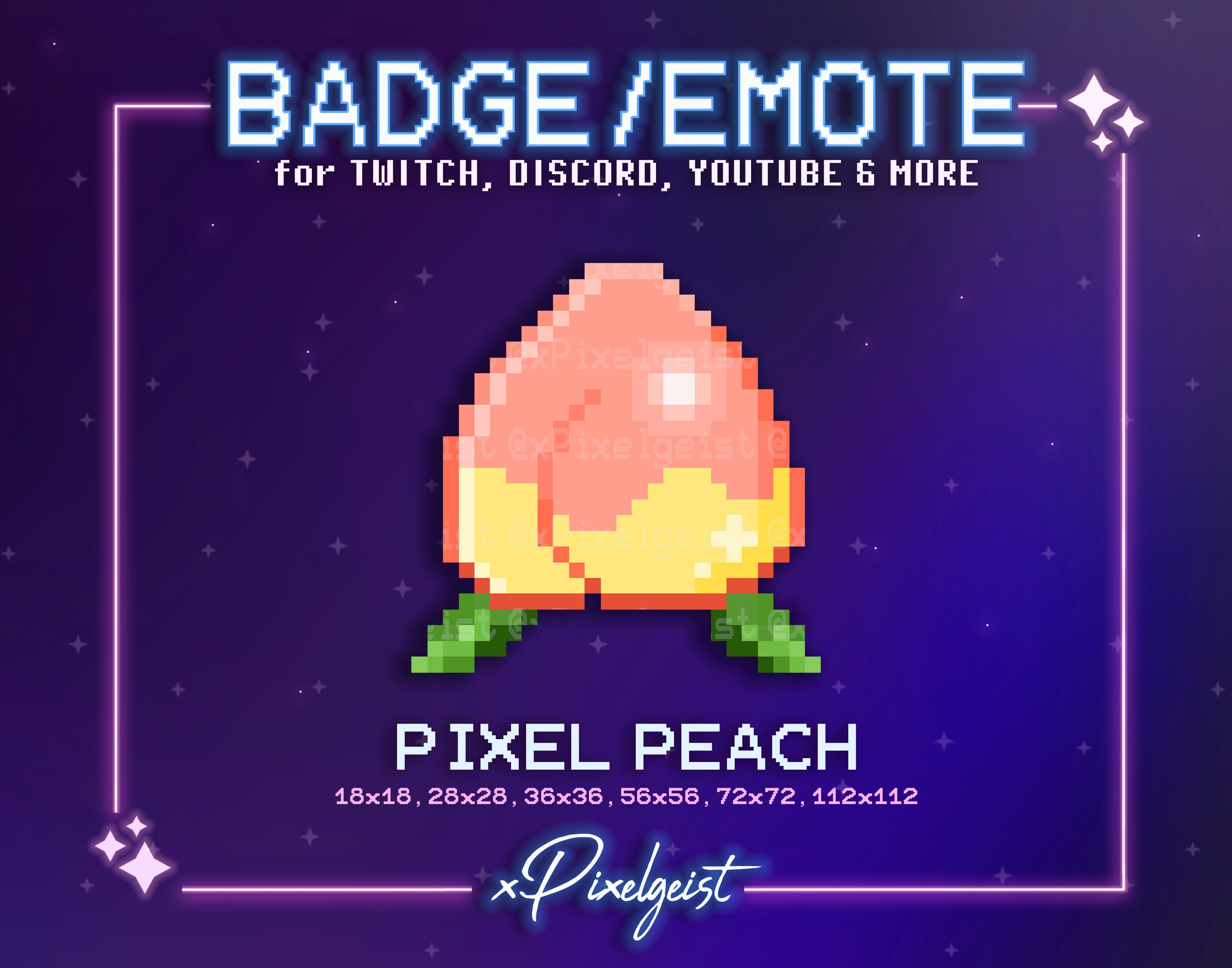 Pixel Peach Emote, Peach Emote, Cute Fruit, Channel Points, Badges ...