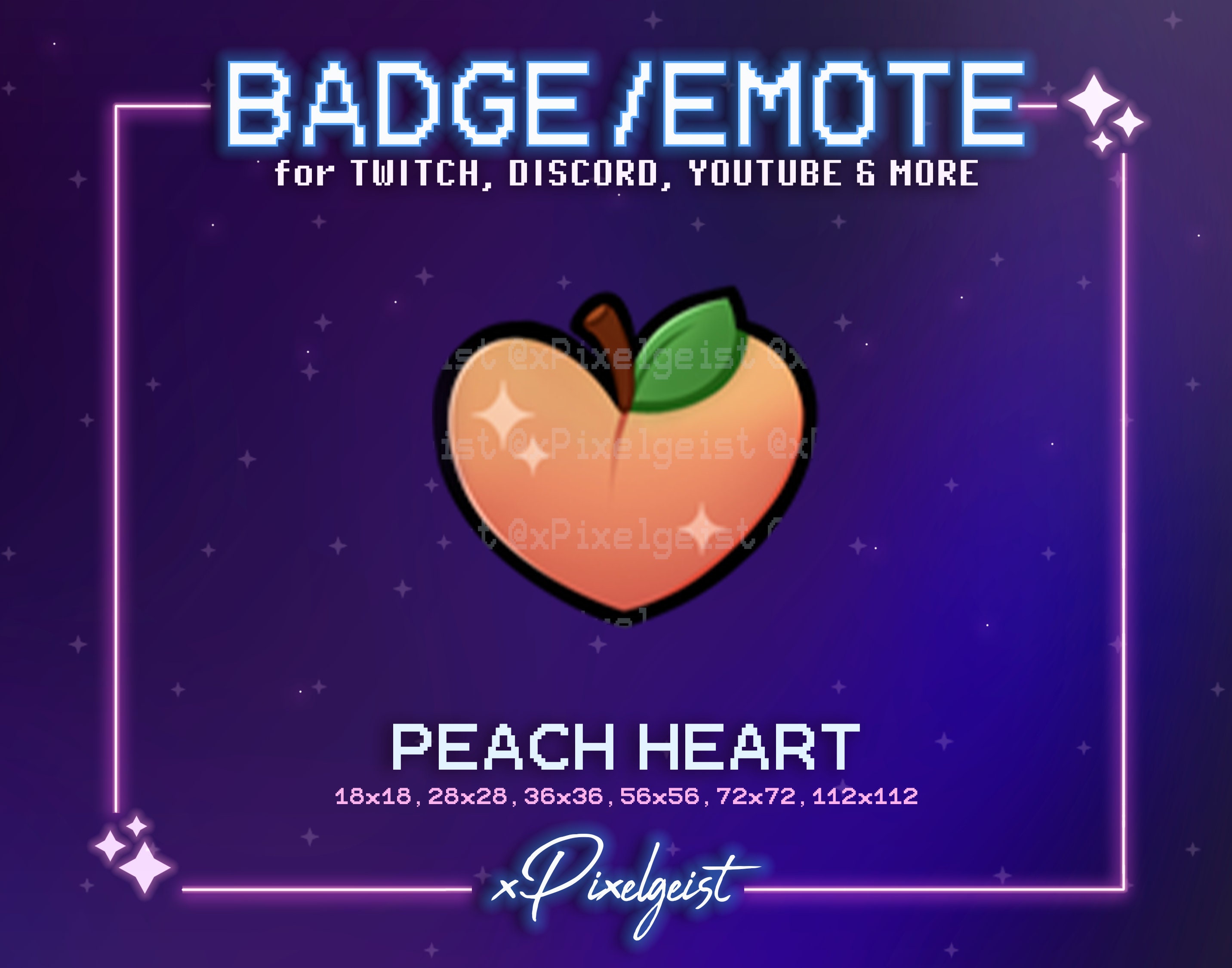 Peach Heart Emote, Peach Love Emote, Cute Fruit, Channel Points, Badges ...