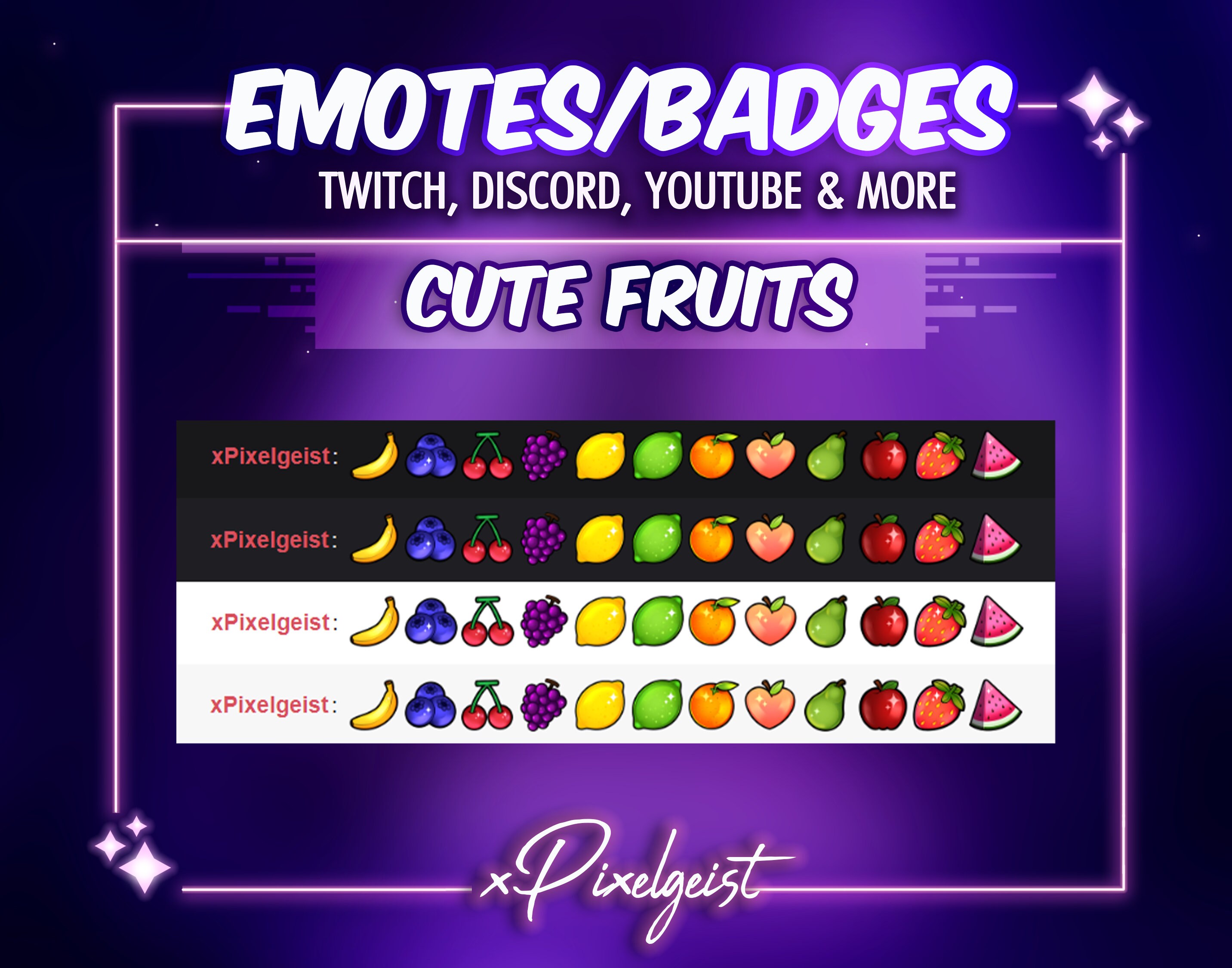 Cute Fruit Twitch Emotes, Fruit Stream Badges, Fruit Emotes, Fruit Bit ...
