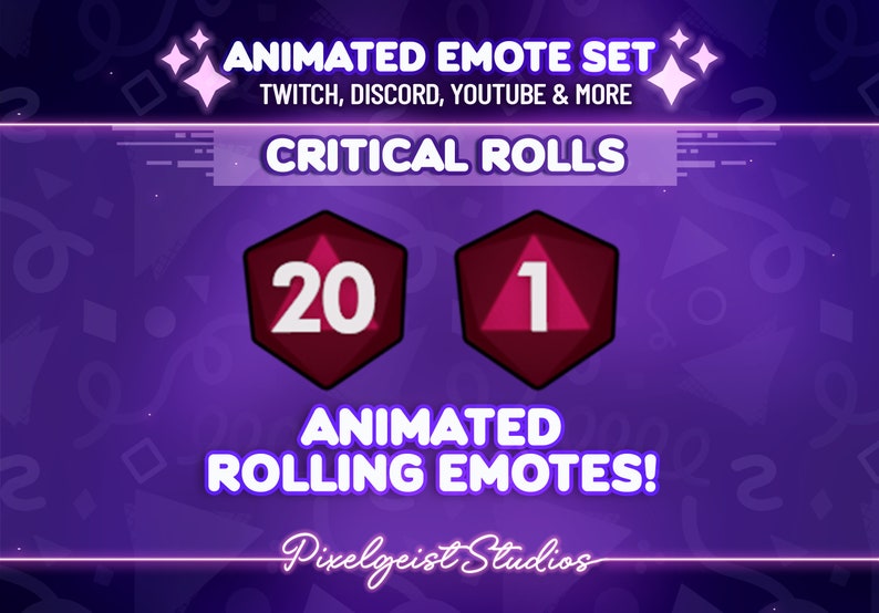 Animated Critical D20 Emote Set: Twitch/discord Red Dice (digital ...