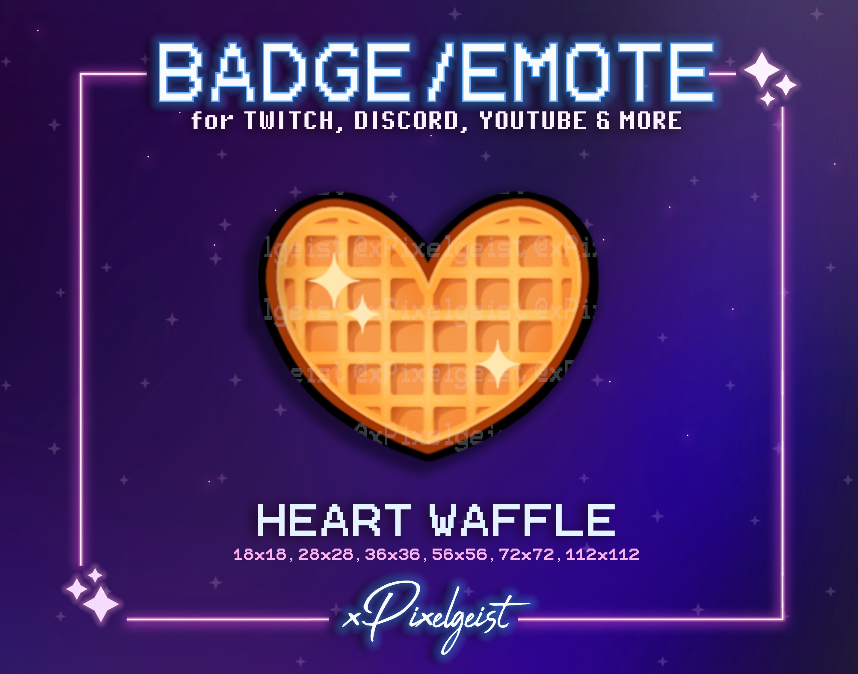 Heart Waffle Streaming Emote, Channel Points, Badges, Twitch Emote ...