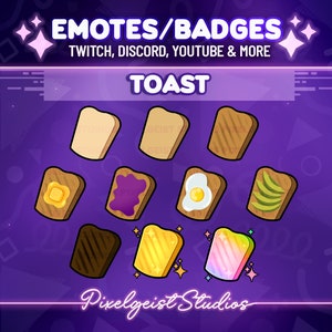 Toast Badges, Cute Food Emotes, Toast Bit Badges, Food Stream Aesthetic ...