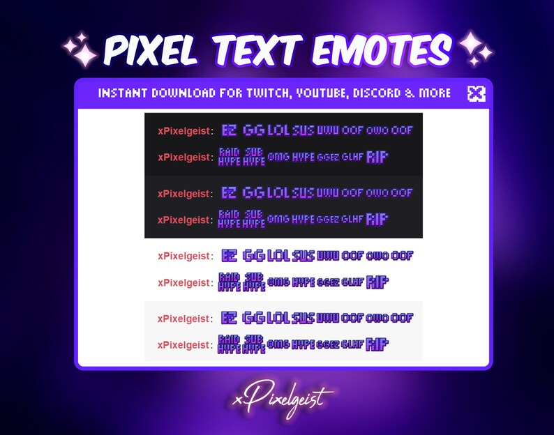 Pixel Text Emote Set: Gamer Sayings for Twitch, Discord (digital ...