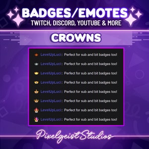 Royal Crown Sub Badges: Twitch/discord Emotes (instant Download) - Etsy