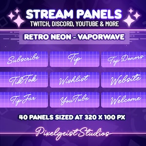 Retro 80s Neon Sign Twitch Steam Panels, Retrowave Twitch Panels, Retro ...